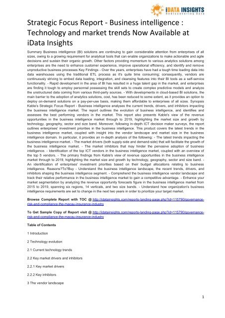 Strategic Focus Report - Business intelligence Technology and market trends