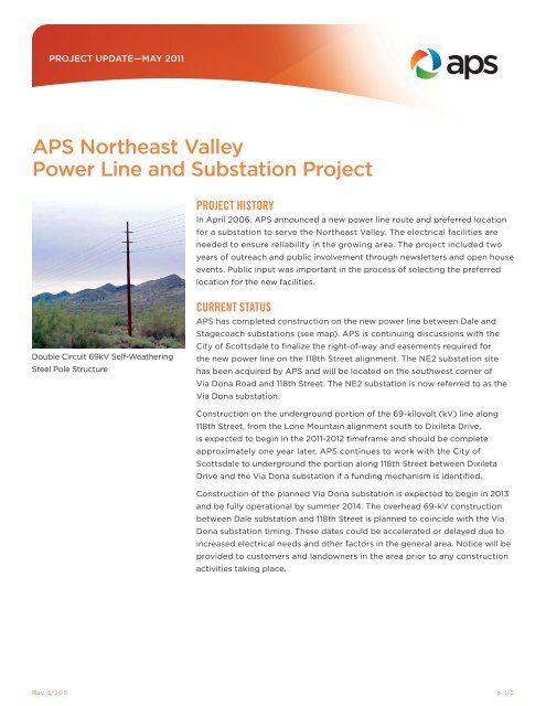 APS Northeast Valley Power Line and Substation Project