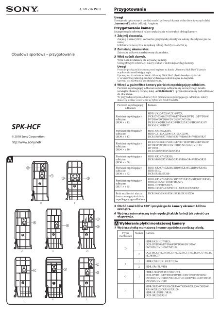 Sony SPK-HCF - SPK-HCF Guida di configurazione rapid Polacco