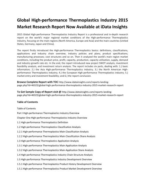 Global High-performance Thermoplastics