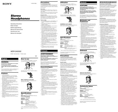 Sony MDR-SA5000 - MDR-SA5000 Istruzioni per l'uso Italiano