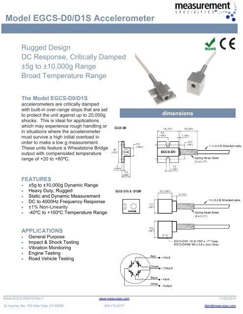 Model EGCS-D0/D1S Accelerometer Model EGCS-D0/D1S Accelerometer