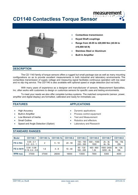 CD1140 Contactless Torque Sensor