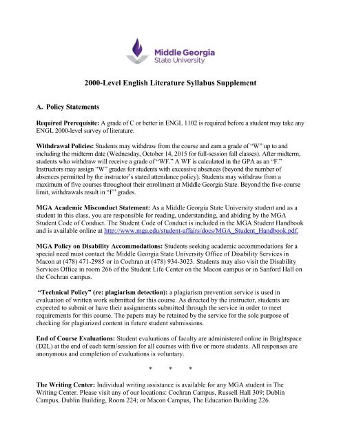 2000-Level English Literature Syllabus Supplement