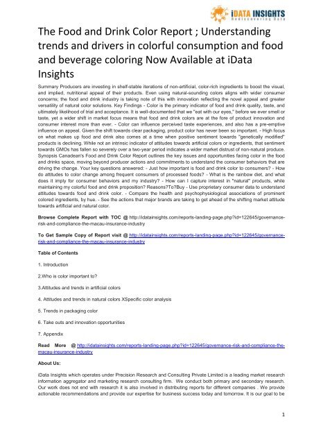 The Food and Drink Color Report ; Understanding trends and drivers in ...