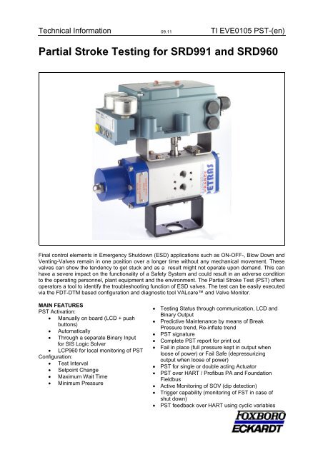 Partial Stroke Testing for SRD991 and SRD960 - Invensys
