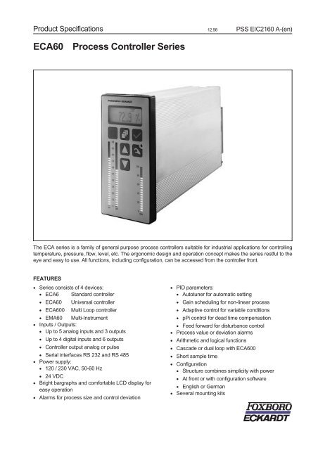 ECA60 Process Controller Series - Foxboro Eckardt
