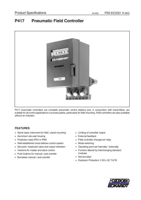 P417 Pneumatic Field Controller - Foxboro Eckardt