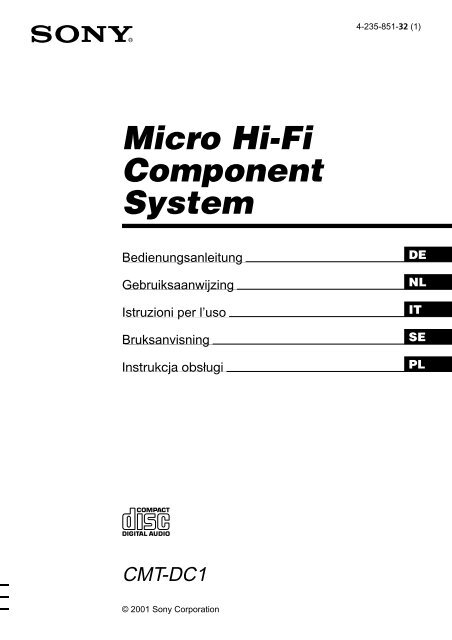 Sony CMT-DC1 - CMT-DC1 Istruzioni per l'uso Olandese