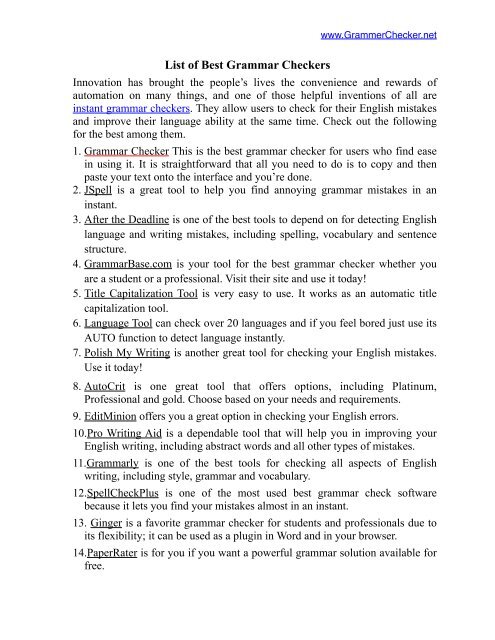 List of Best Grammar Checkers