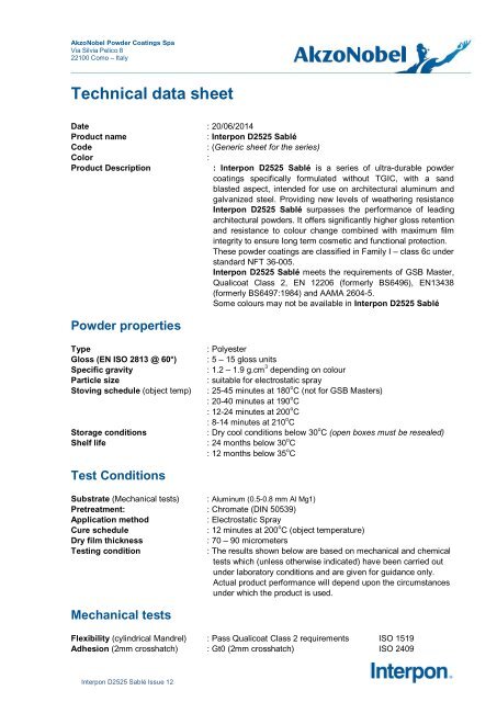 Technical data sheet