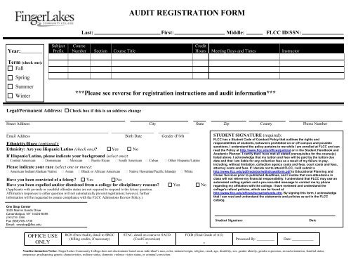 AUDIT REGISTRATION FORM