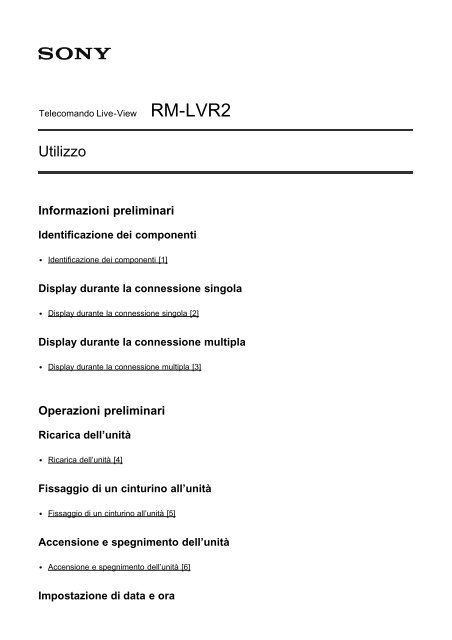 Sony RM-LVR2 - RM-LVR2 Guida Italiano