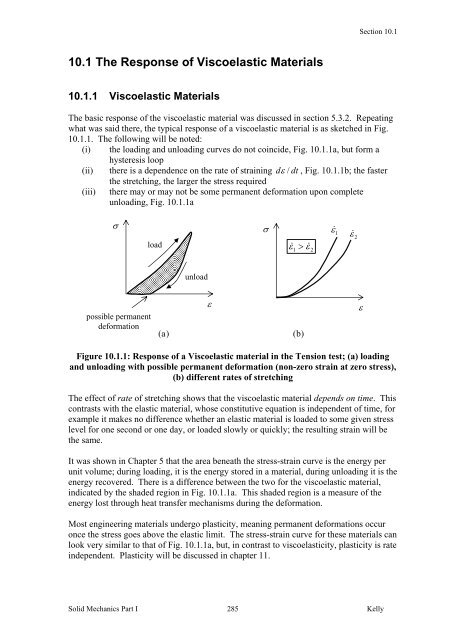 10.1 The Response of Viscoelastic Materials