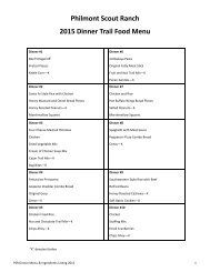 Philmont Scout Ranch 2015 Breakfast Trail Food Menu