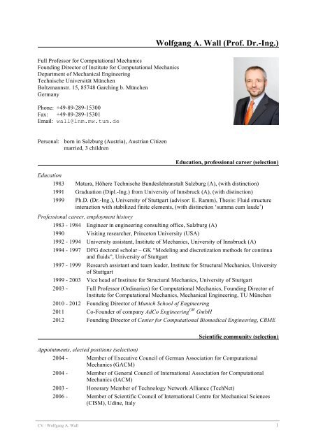 Wolfgang A Wall (Prof Dr.-Ing.)