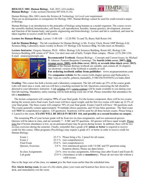Human Biology - Department of Biology - Temple University