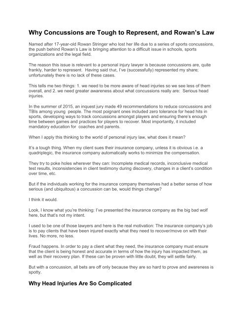 Why Concussions are Tough to Represent, and Rowan’s Law