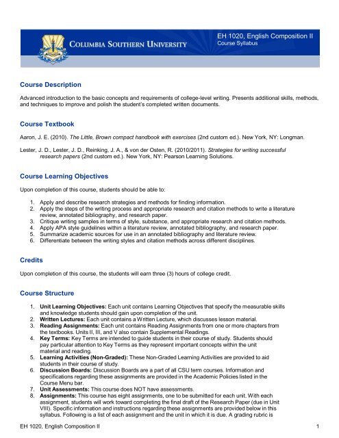 Course Description Prerequisites Course Textbook Course Learning ...