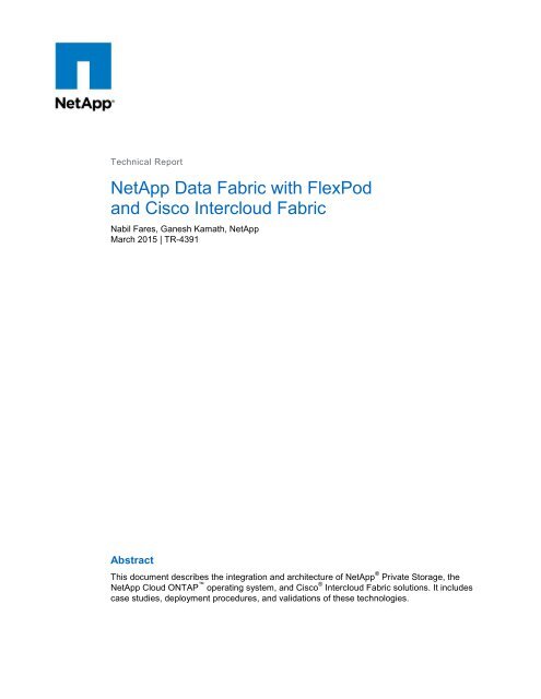NetApp Data Fabric with FlexPod and Cisco Intercloud Fabric
