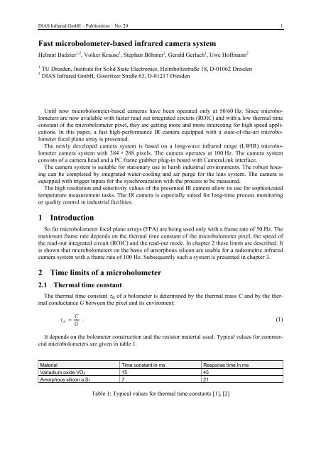 Fast microbolometer-based infrared camera system 1 Introduction 2 ...