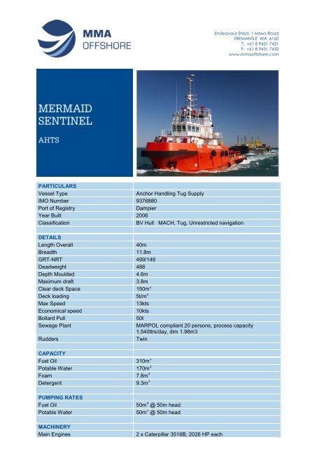 Download full vessel specification sheet