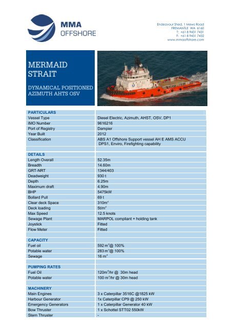 Download full vessel specification sheet