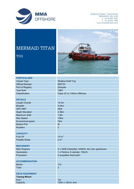 Download full vessel specification sheet
