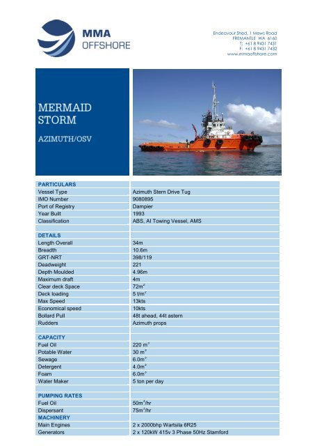 Download full vessel specification sheet