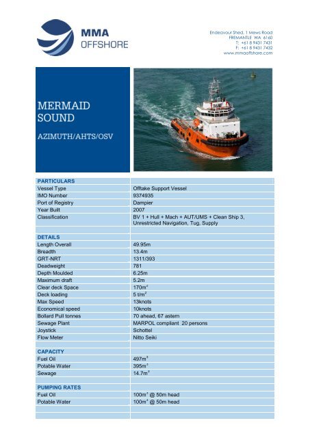Download full vessel specification sheet