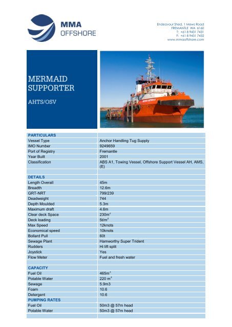 Download full vessel specification sheet