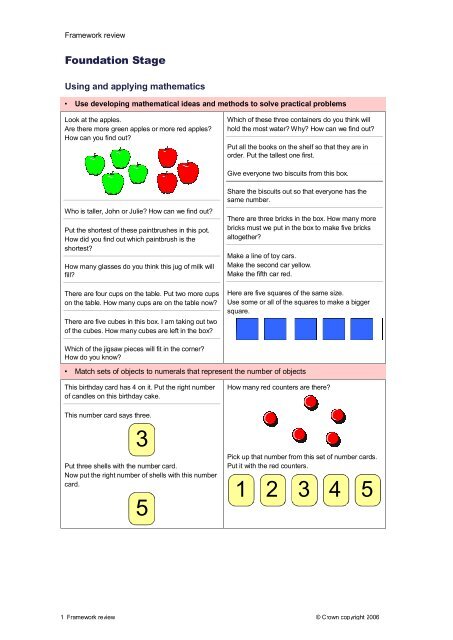 Pitch & Expectations Foundation Stage - Suffolk Maths