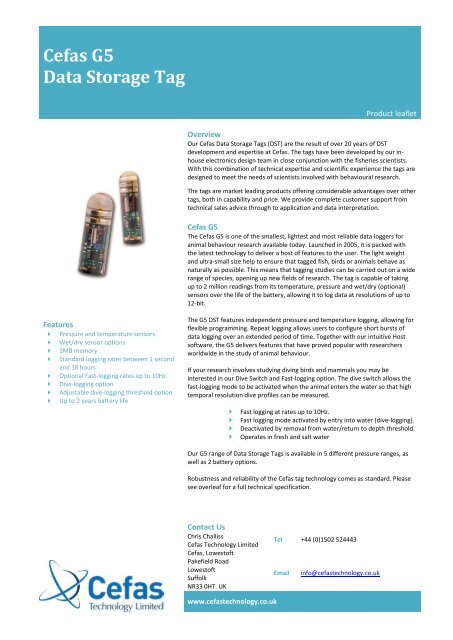Cefas G5 product leaflet - 2015