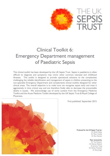 Clinical Toolkit 6 Emergency Department management of Paediatric Sepsis