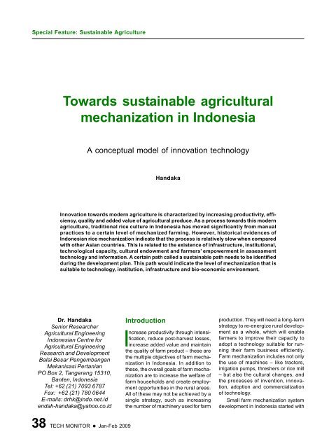 Towards sustainable agricultural mechanization in ... - Techmonitor.net