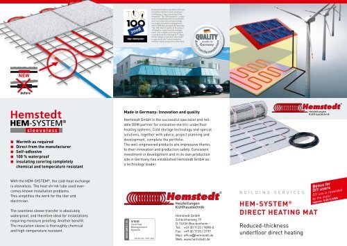 HEM-SYSTEM® DIrEcT HEaTING MaT - Hemstedt