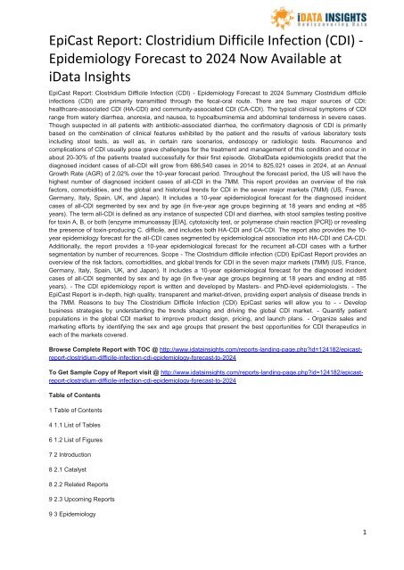 EpiCast Report Clostridium Difficile Infection (CDI) - Epidemiology ...