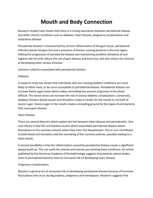 Mouth and Body Connection