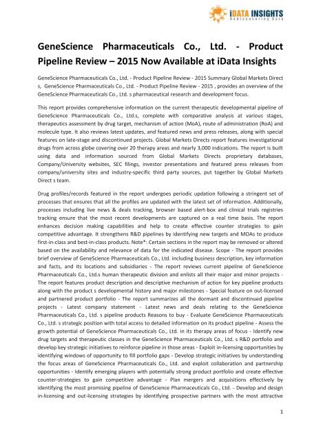 GeneScience Pharmaceuticals Co., Ltd.