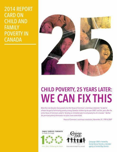 2014 Report Card for Child and Family Poverty in Canada