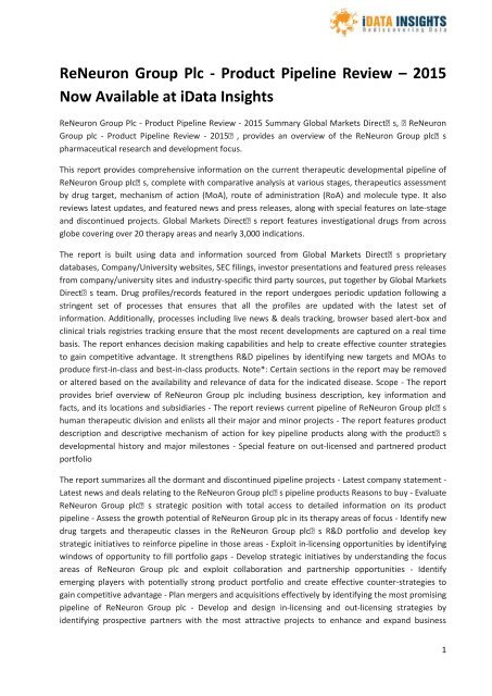 ReNeuron Group Plc - Product Pipeline Review