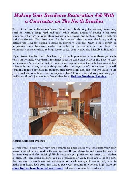 Making Your Residence Restoration Job With a Contractor on The North ...