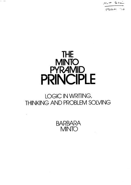 The Minto Pyramid Principle-by Barbara Minto