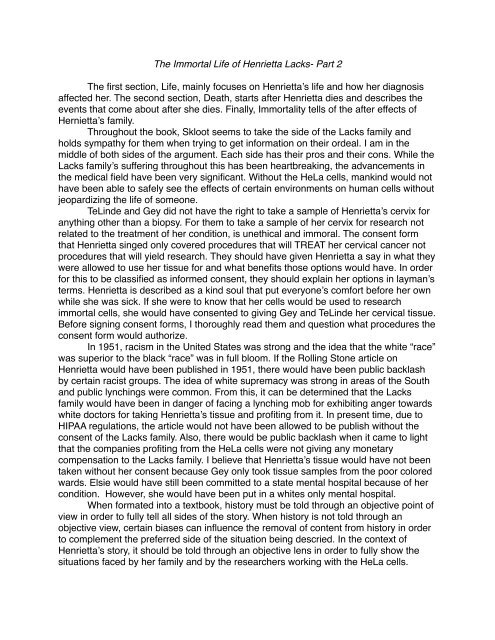 Henrietta Lacks Part 2 PDF
