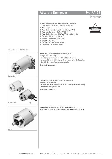 Absolute Drehgeber Typ RA 58 Interbus - Hengstler