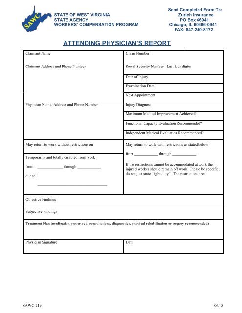 ATTENDING PHYSICIAN’S REPORT