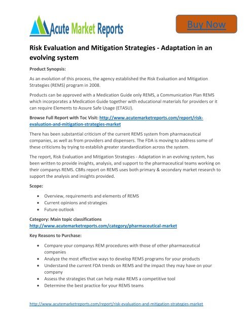 Risk Evaluation and Mitigation Strategies - Adaptation in an evolving ...