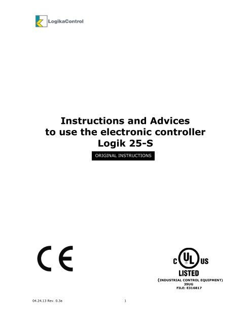 Instructions To Use Electronic Controller Logik 25-S in Screw Compressor