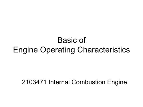 Basic Of Engine Operating Characteristics