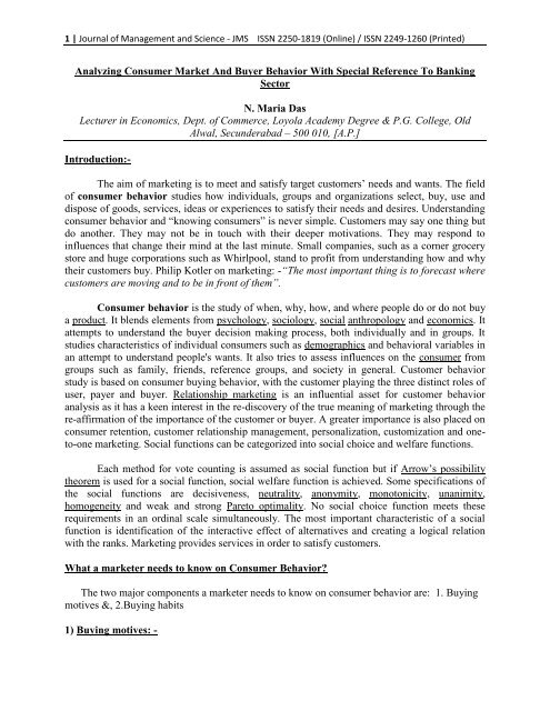 JMS ISSN 2250 - Journal of Management and Science